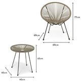 Indra Grey Rope Bistro Set - Laura James