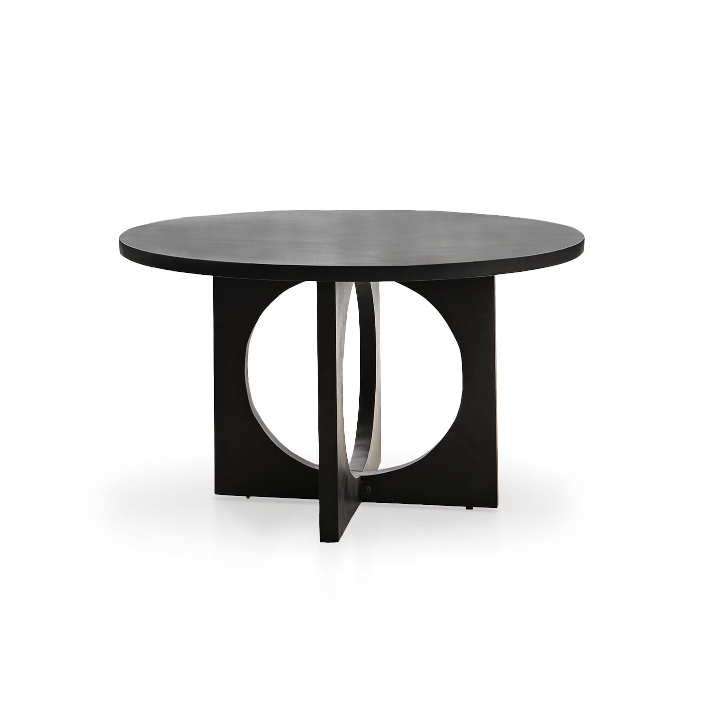 Jade Jet Black Acacia Wood Round Dining Table - Laura James