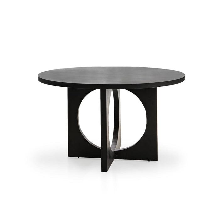 Jade Jet Black Acacia Wood Round Dining Table - Laura James