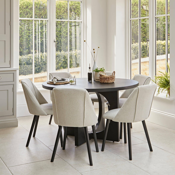 Jade Jet Black Acacia Wood Round Dining Table - Laura James