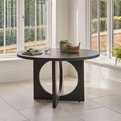 Jade Jet Black Acacia Wood Round Dining Table - Laura James