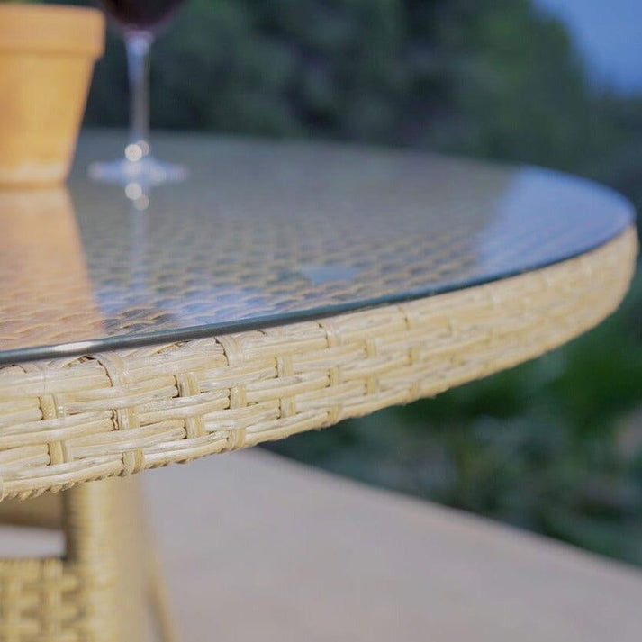 Kemble 4 Seater Rattan Round Garden Dining Set with Grey Parasol - Nat ...