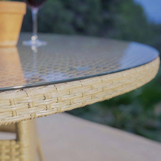 Kemble 2 Seater Rattan Bistro Outdoor Dining Set in Natural Brown ...