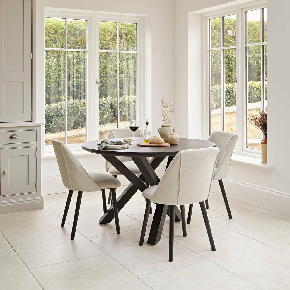 Levi Jet Black Acacia Wood Round Dining Table - Laura James