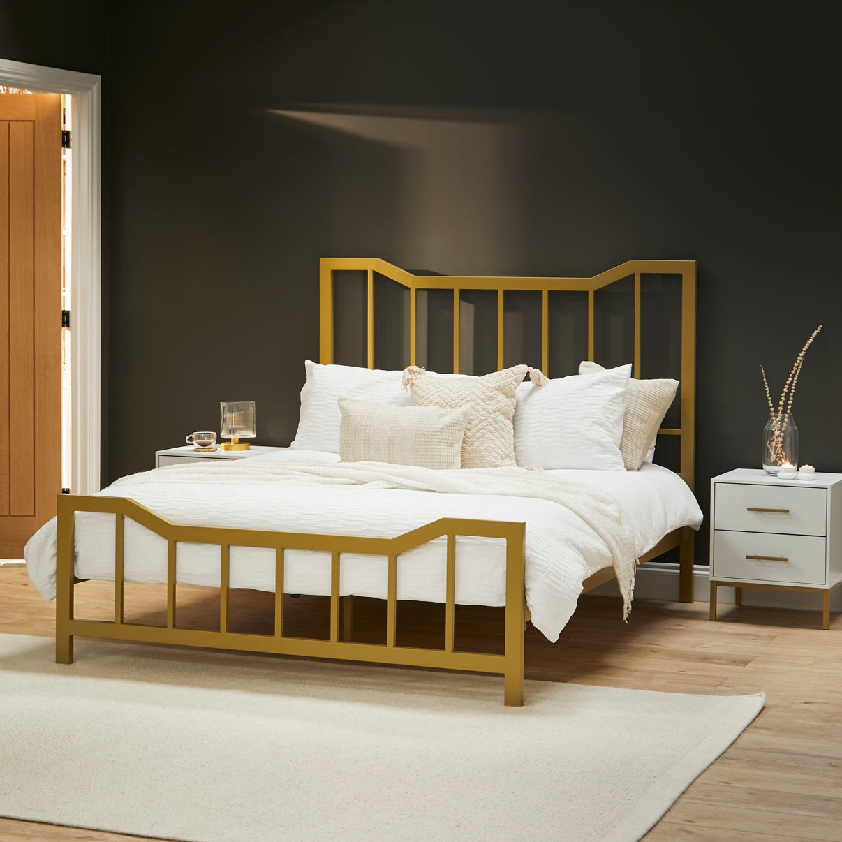 Marie Double Gold Metal Bed - Laura James