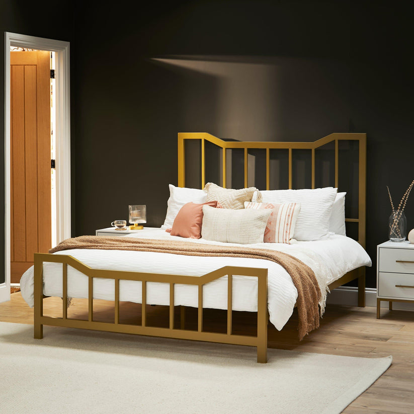 Marie King Gold Metal Bed - Laura James