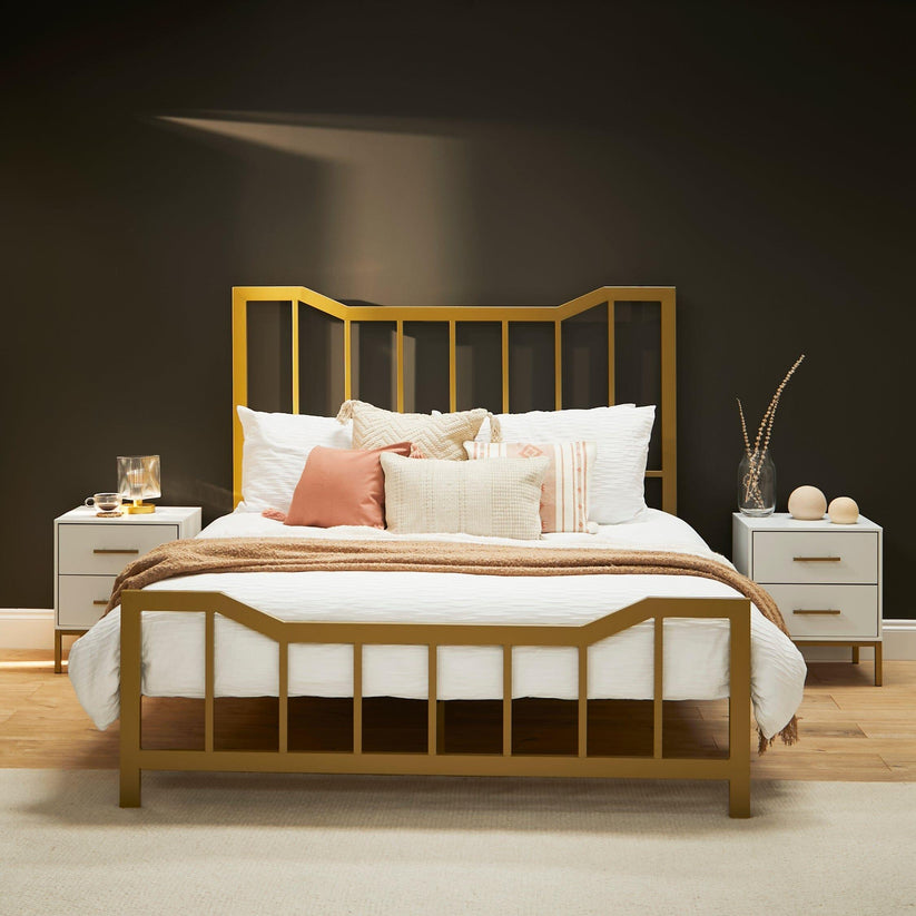 Marie King Gold Metal Bed - Laura James