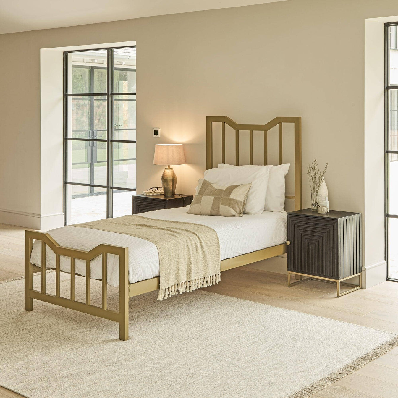 Marie Single Gold Metal Bed - Laura James