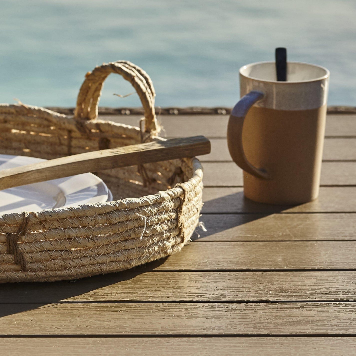 Marston 4 Seater Rattan Garden Dining Set - Natural Brown - Polywood T ...