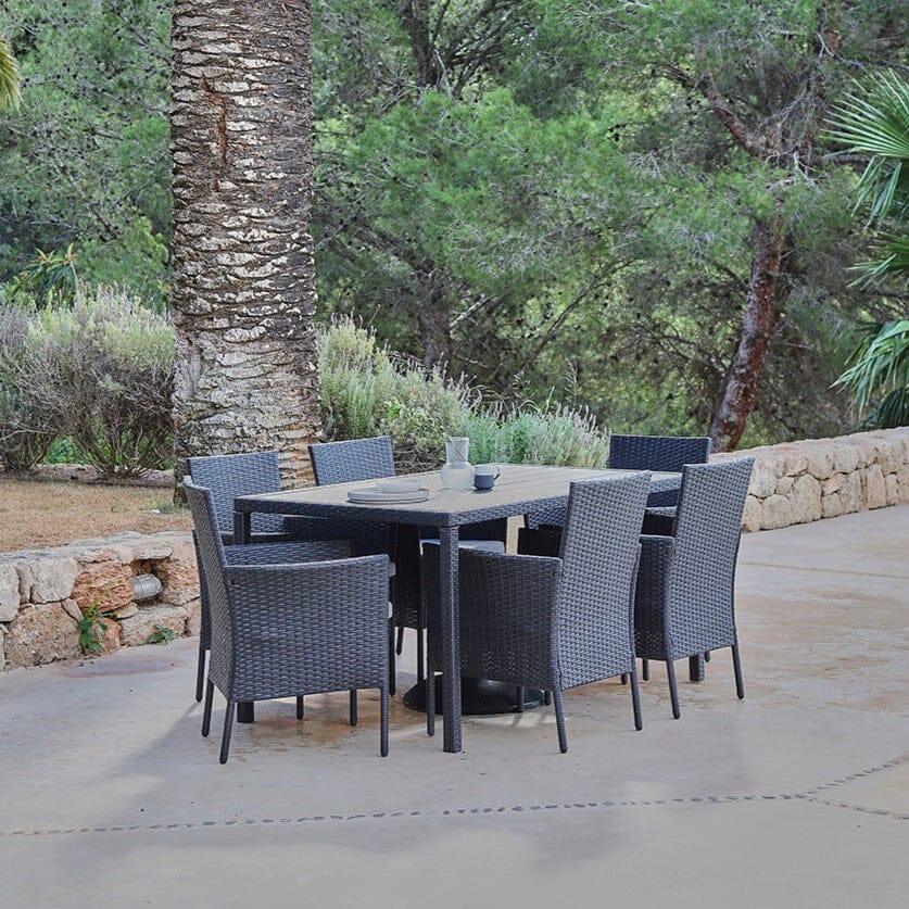 Marston 6 Seat Polywood Top Outdoor Dining Table - Black - Laura James