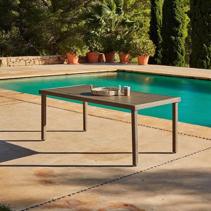 Marston 8 Seat Polywood Top Outdoor Dining Table - Natural Brown ...
