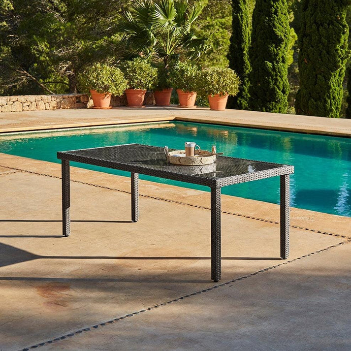 Marston 8 Seater Rattan Garden Dining Set Grey Glass Top Laura James