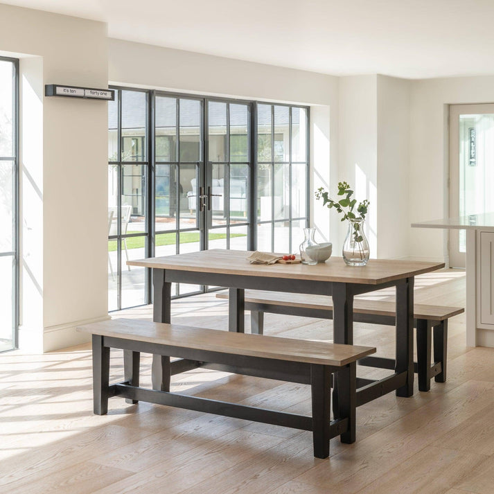 Matilda Wooden Dining Table and Benches Set - Black - Laura James