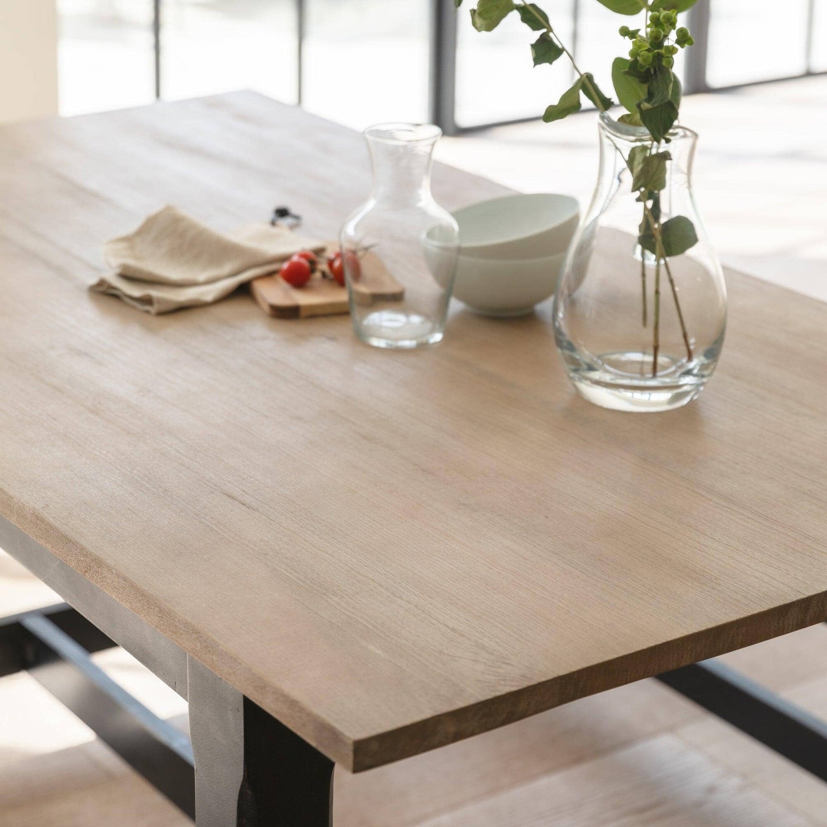 Matilda Wooden Dining Table and Benches Set - Black - Laura James