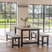 Matilda Wooden Dining Table and Benches Set - Black - Laura James