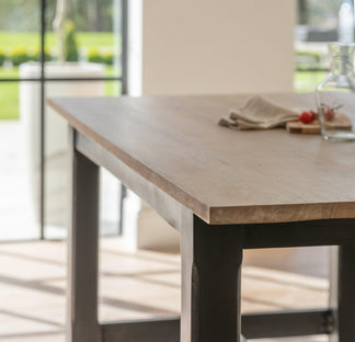 Matilda Wooden Dining Table - Chalked Mango and Black - Laura James