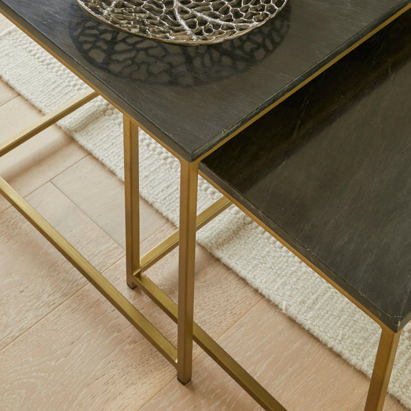 Nara Marble Nest of Tables with Gold Legs - Laura James