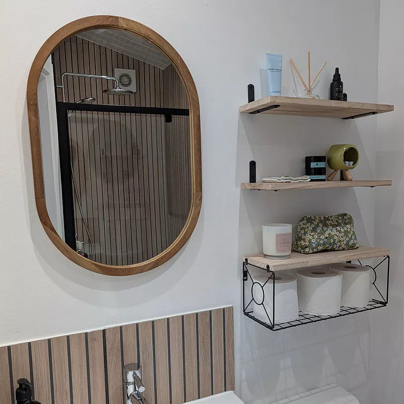 Lowesby 60x40cm Wooden Mirror - Natural - Laura James