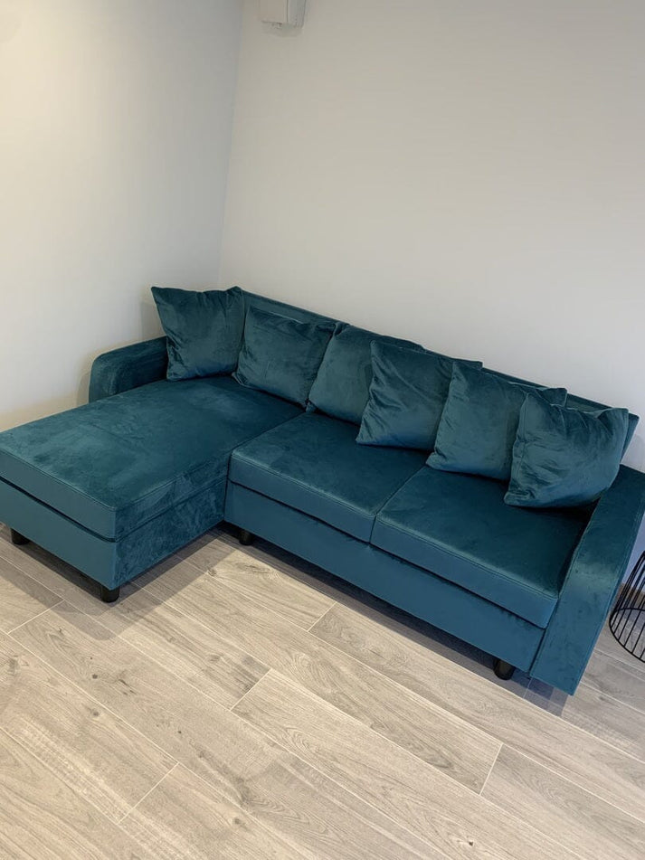 Tracy Teal Blue Chaise Corner Sofa - Laura James