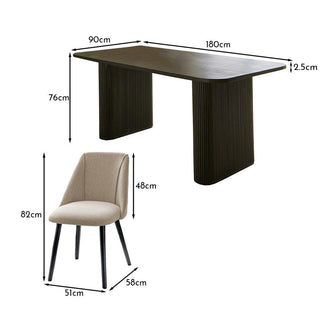 Orla 6 Seater Wooden Jet Black Dining Table Set with Freya Sand Dining ...