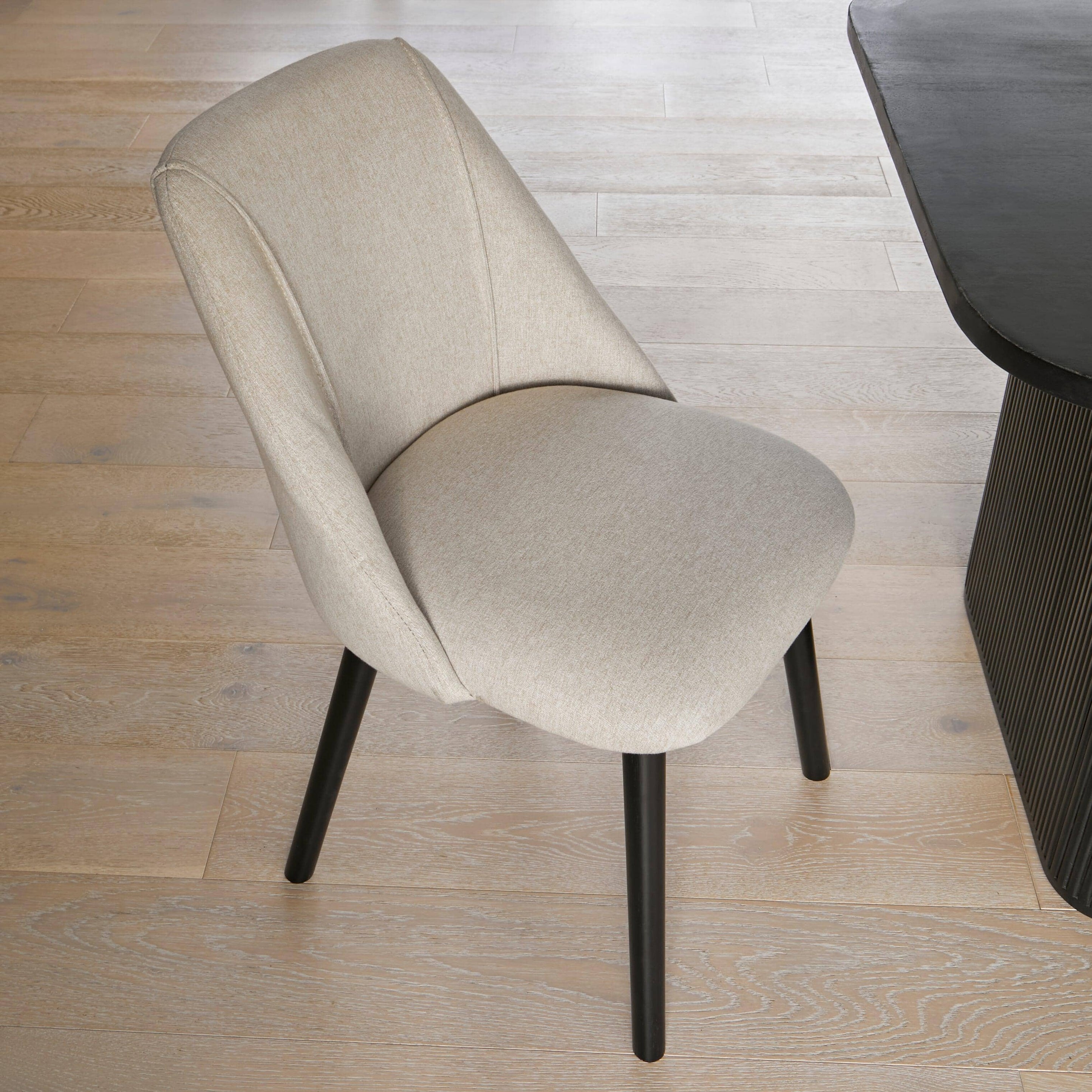 Orla 6 Seater Wooden Jet Black Dining Table Set with Freya Oatmeal Din ...