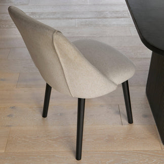 Orla 6 Seater Wooden Jet Black Dining Table Set with Freya Sand Dining ...