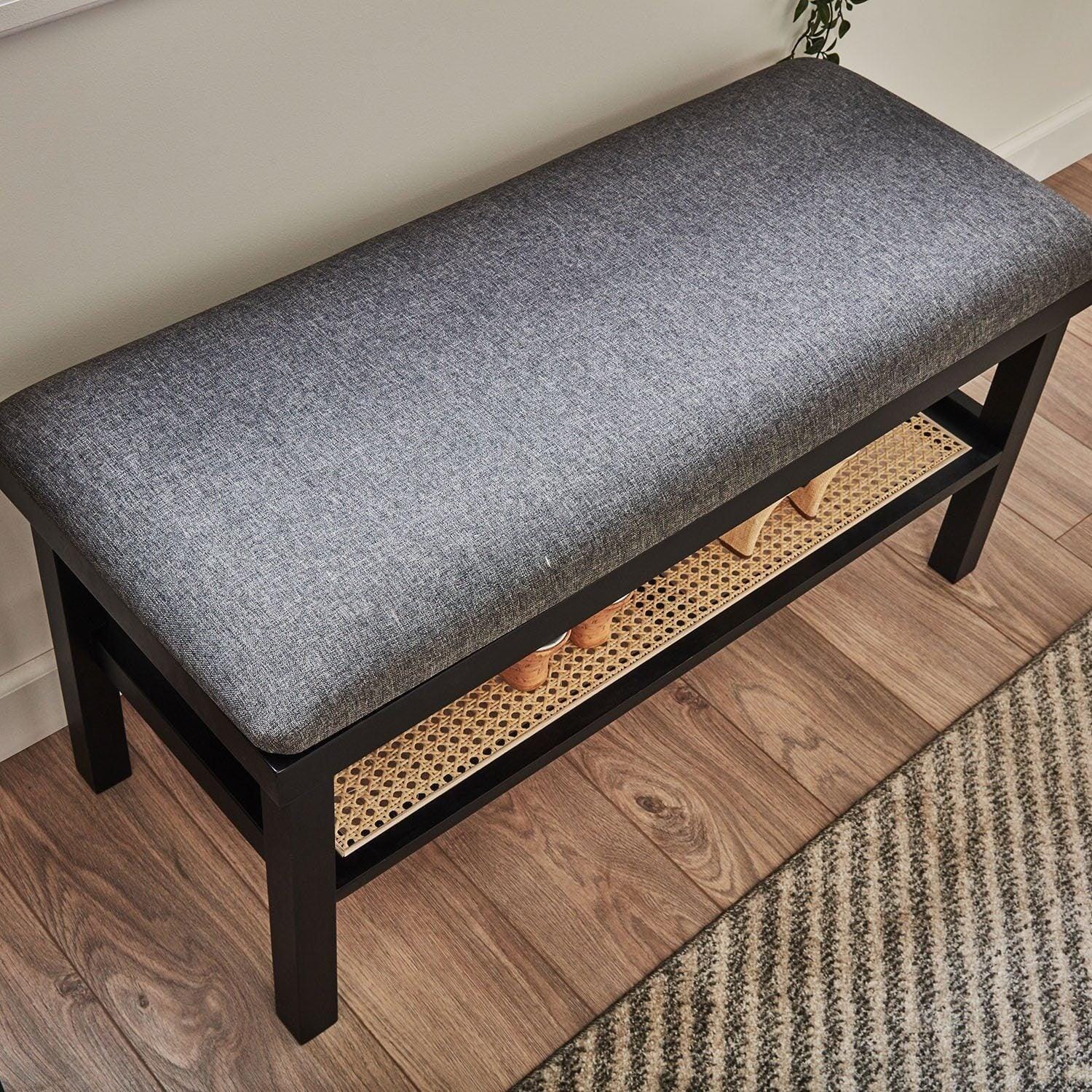 Outlet - Charlie hallway bench - cane - black – Laura James
