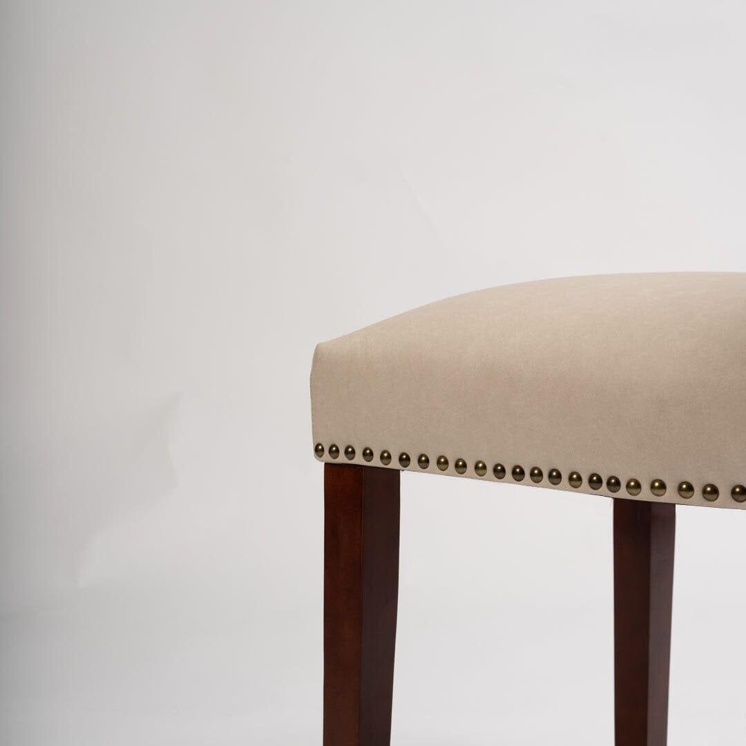 Outlet - Faux leather dining chairs - set of 2 - beige and dark wood ...