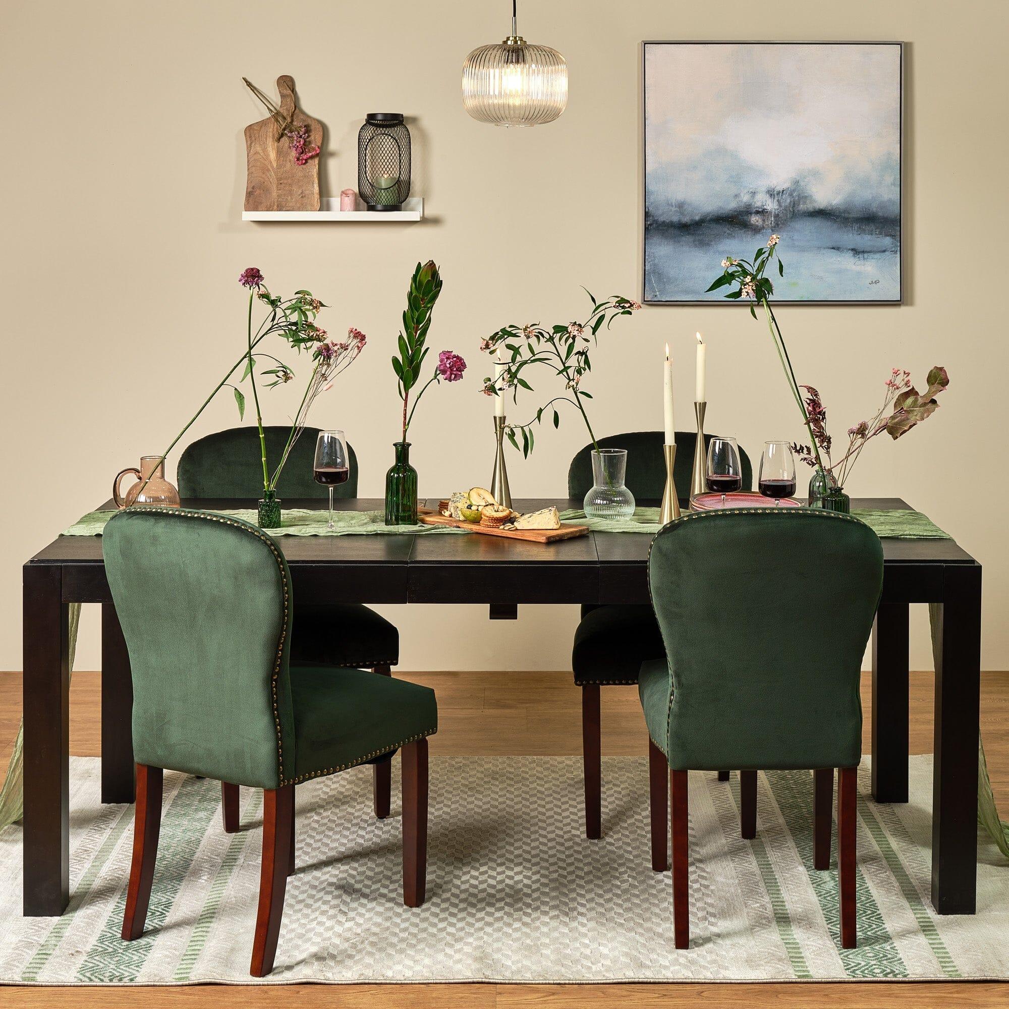 Outlet - Edward Green Velvet Dining Chairs - set of 2 - dark wood legs ...