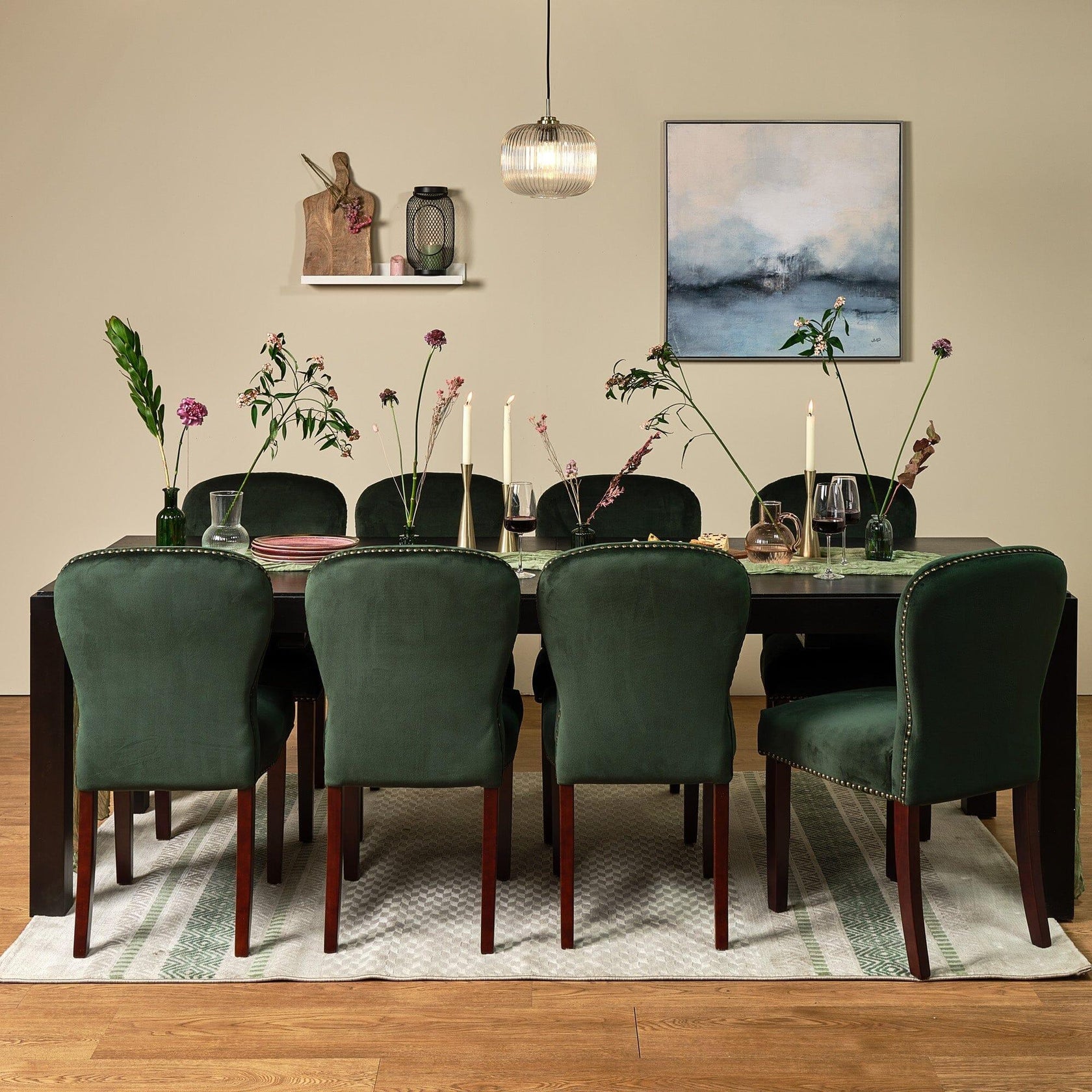 Outlet - Edward Green Velvet Dining Chairs - set of 2 - dark wood legs ...