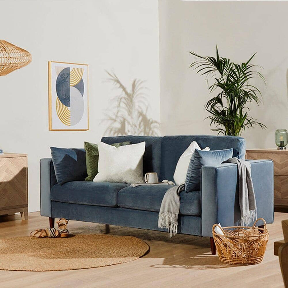 Emily Blue 3 Seater Sofa - Laura James
