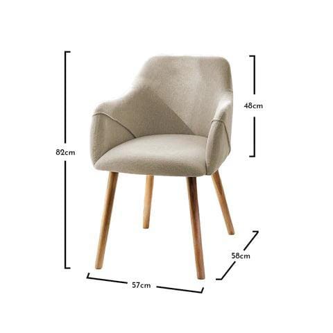 Freya Oatmeal Dining Room Armchair - Whitewash Oak Legs - Laura James