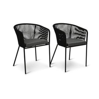 Hali Rope Chair Black with Cushions - Set of 2 - Laura James