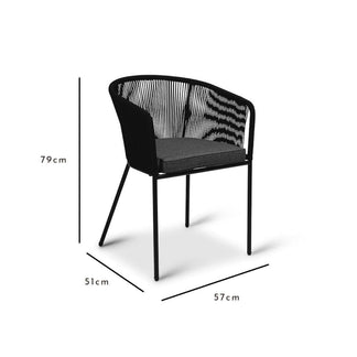 Hali Rope Chair Black with Cushions - Set of 2 - Laura James