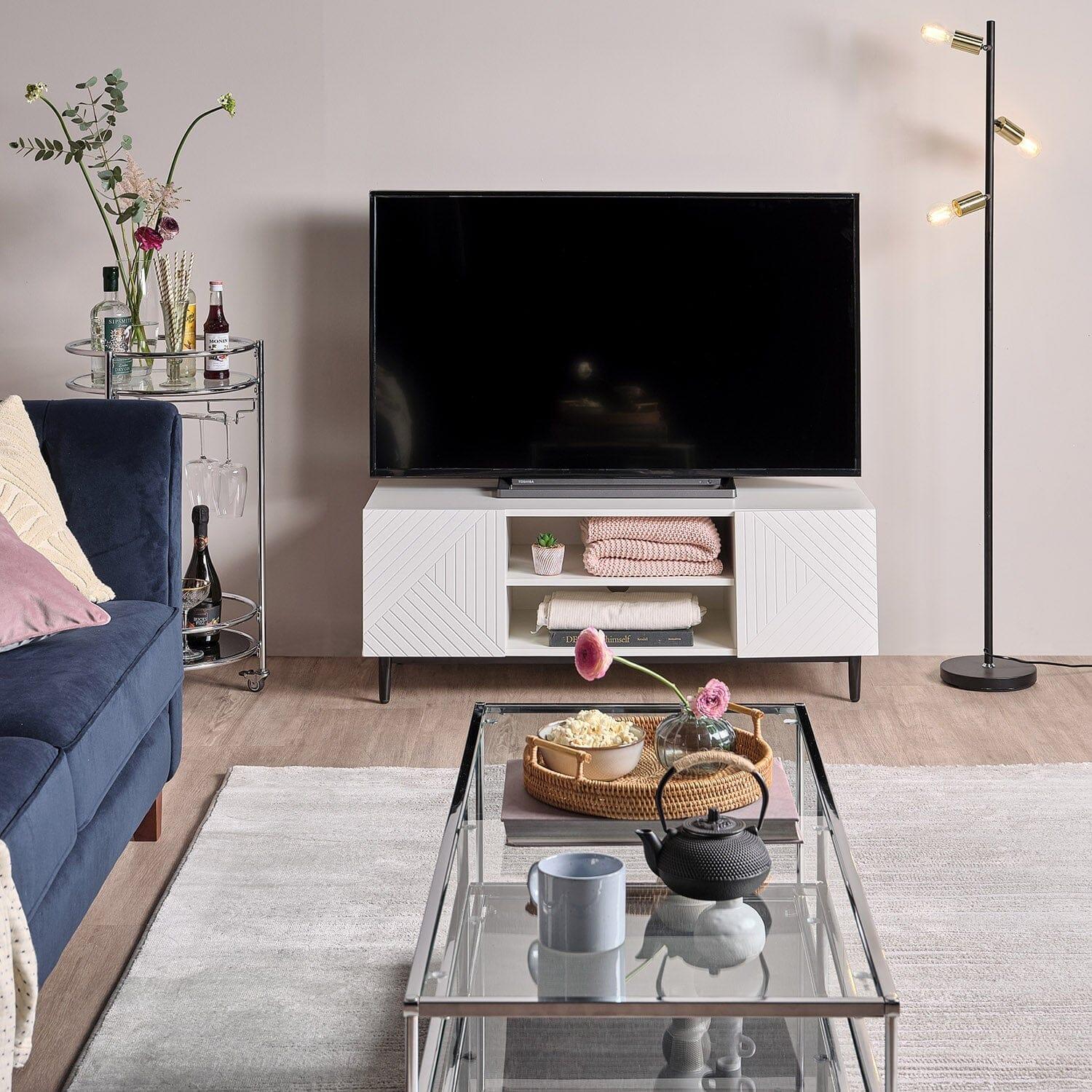 Outlet - Jack TV unit - geometric - white – Laura James