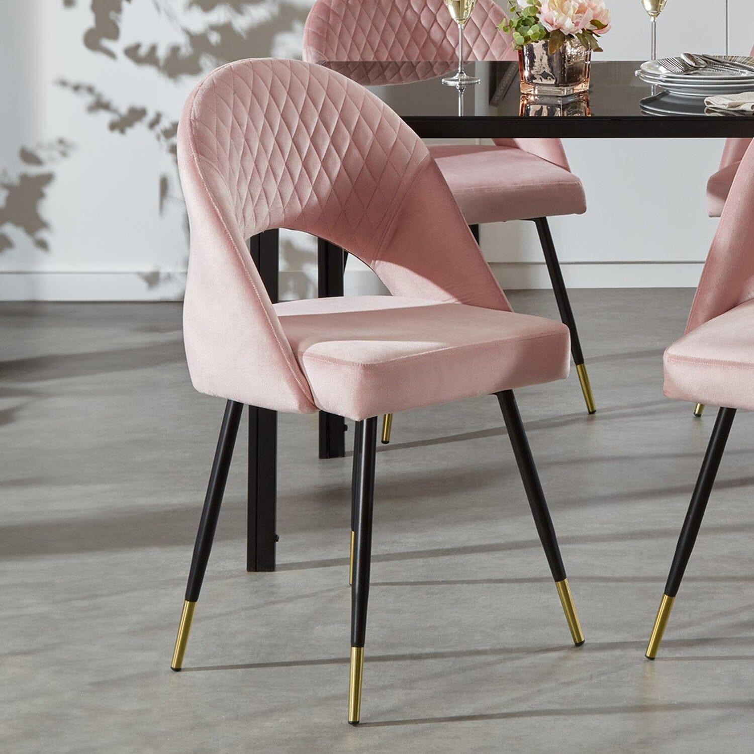 Outlet Marilyn Dining Chair Set of 2 Pink Velvet