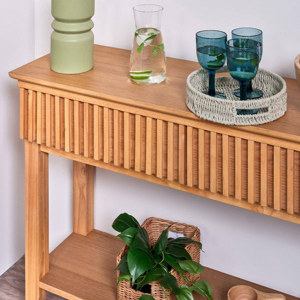 Willow Natural Wood Fluted Console Table - Laura James