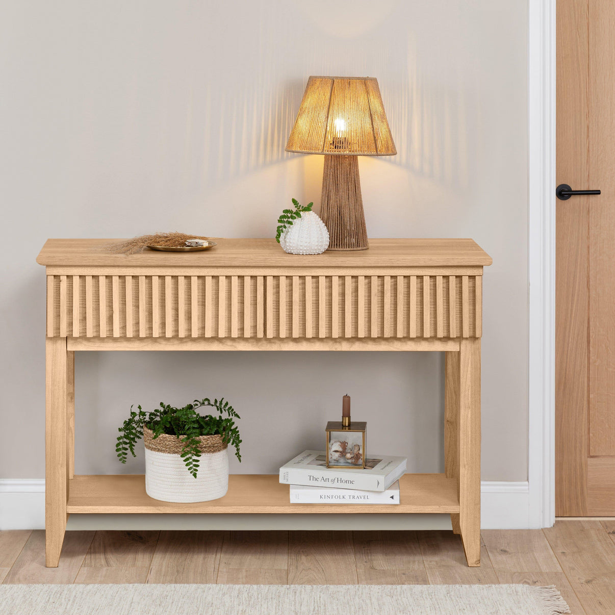 Willow Wood Fluted Console Table - Pale Oak - Laura James