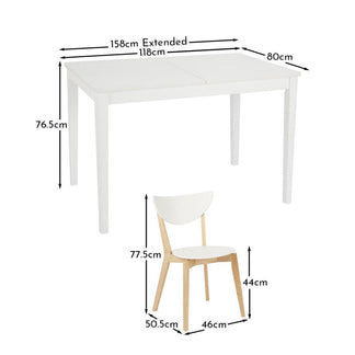 Paul extendable dining table with 4 chairs - large - white – Laura James