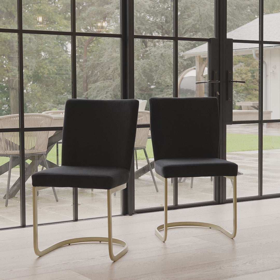 Lola Dining Chairs Set Of 2 Jet Black and Gold Laura James