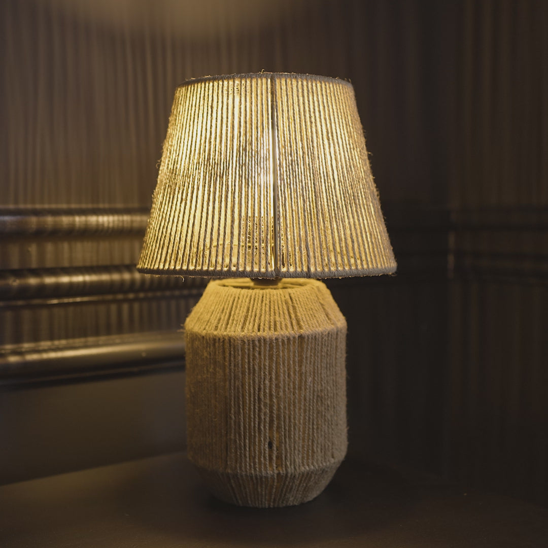 Bari White Cotton String Table Lamp - Laura James