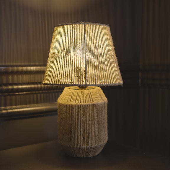 Bari White Cotton String Table Lamp - Laura James
