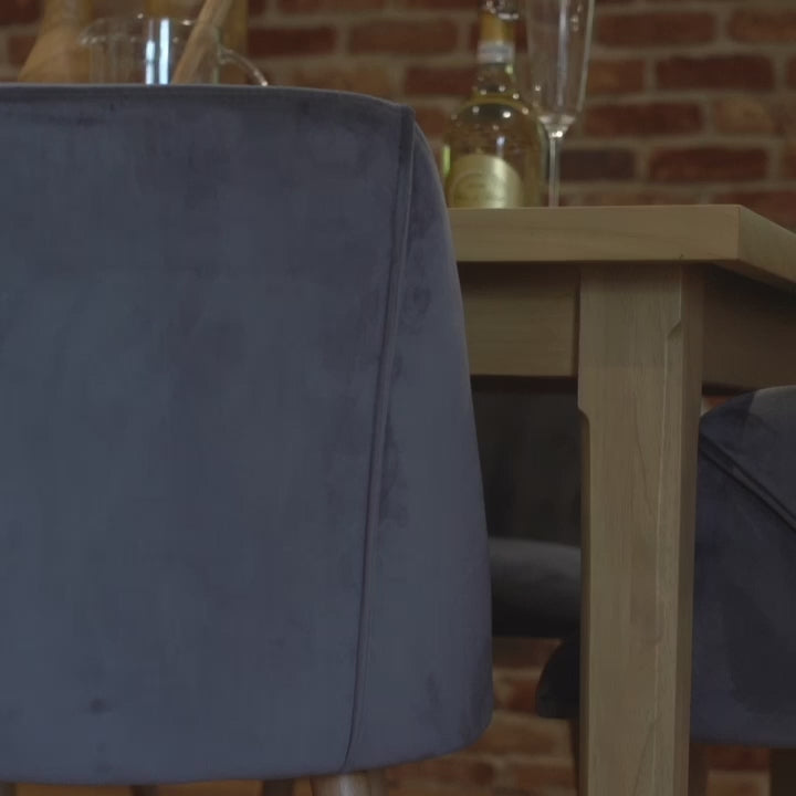 Freya Grey Dining Room Armchair - Whitewash Oak Legs - Laura James