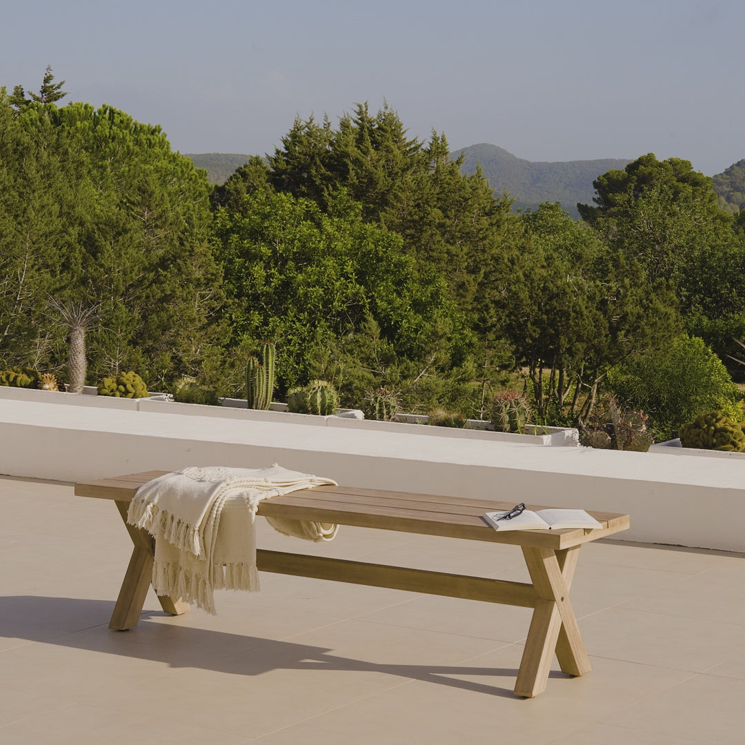 Charlotte Wooden Garden Bench - Whitewash Acacia – Laura James