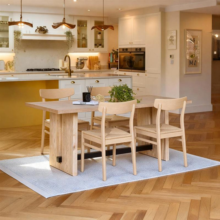 Priya Whitewash Dining Table Set - 4 Seater - Faye Whitewash Oak Dinin ...