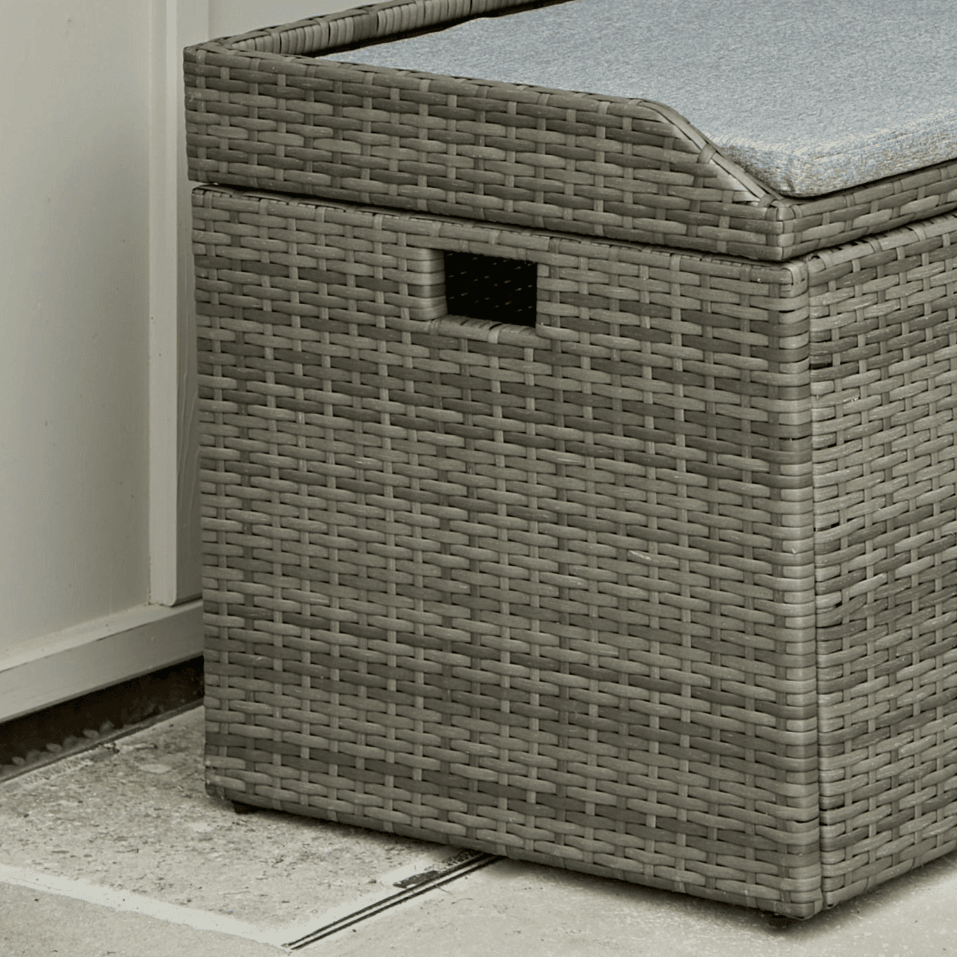 Rattan Natural Brown Polywood Storage Bench - Laura James
