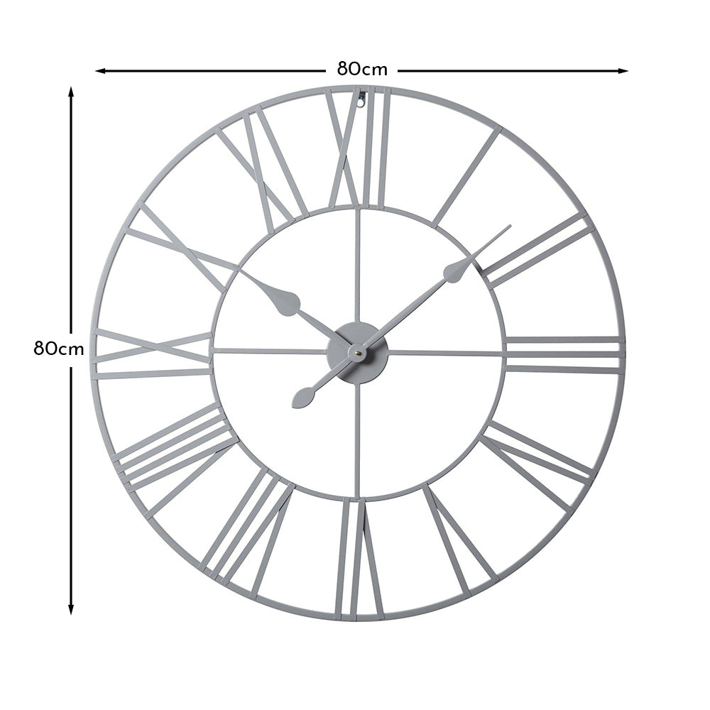 Riseley 80cm Metal Skeleton Wall Clock - Grey – Laura James