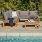 Rowan 5 Seater Wooden Garden Sofa Set With Footstool and Coffee Table ...