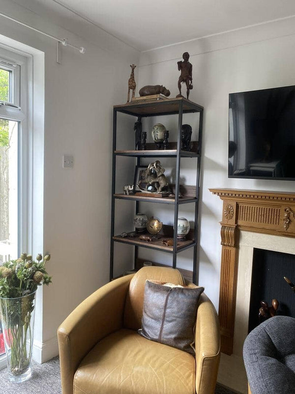 Sheffield Wooden Tall Bookcase - Black Metal Frame – Laura James