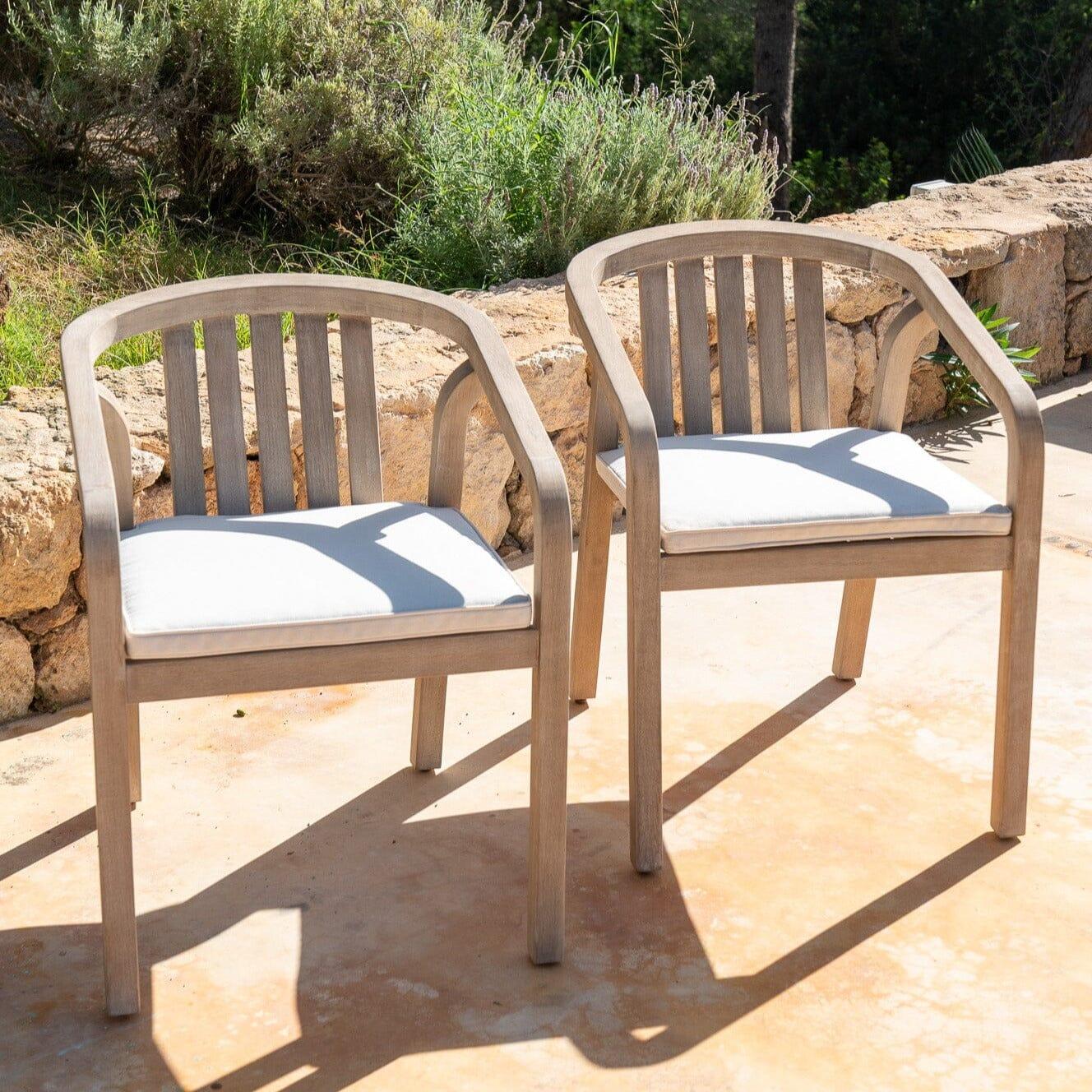 Shiro 6 Seater Wooden Round Garden Dining Table with 6 Shiro chairs - - Laura James